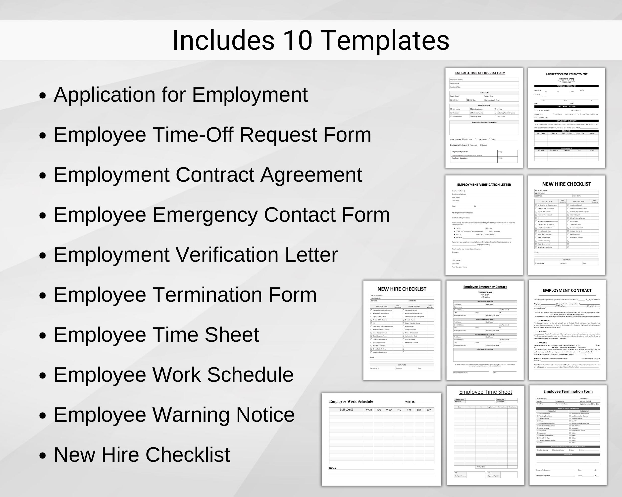 Human Resources Templates. HR Forms. New Employee Checklist. Employee ...