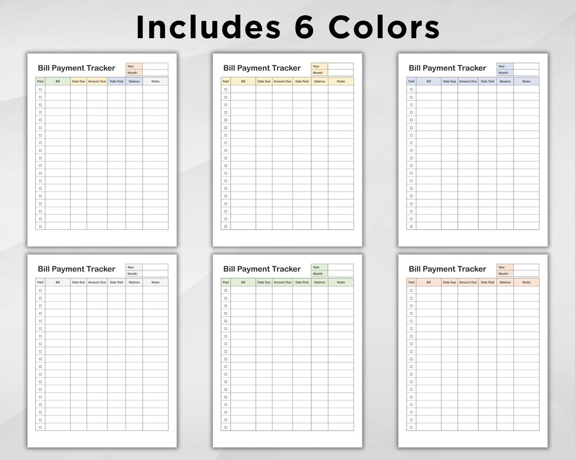 Bill Payment Tracker. Bill Payment Checklist. Expense Tracker. Budget ...