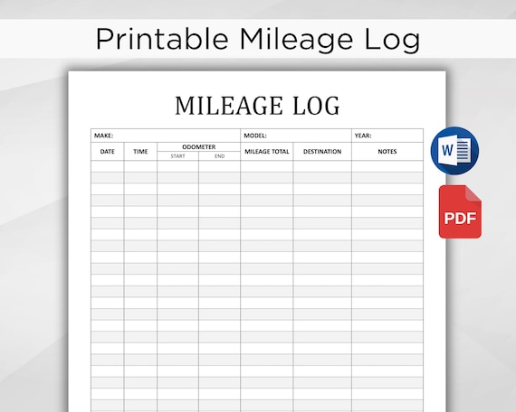 Monthly Mileage Log Sheet