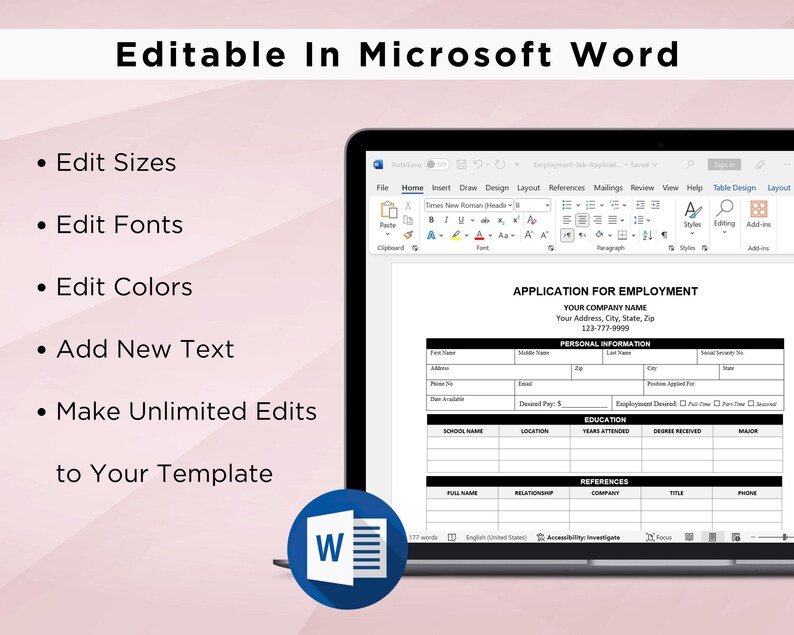 Job Application Template. Printable Employee Application. Application ...