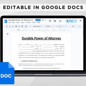 Durable Power of Attorney Template. Printable Durable Power of Attorney ...