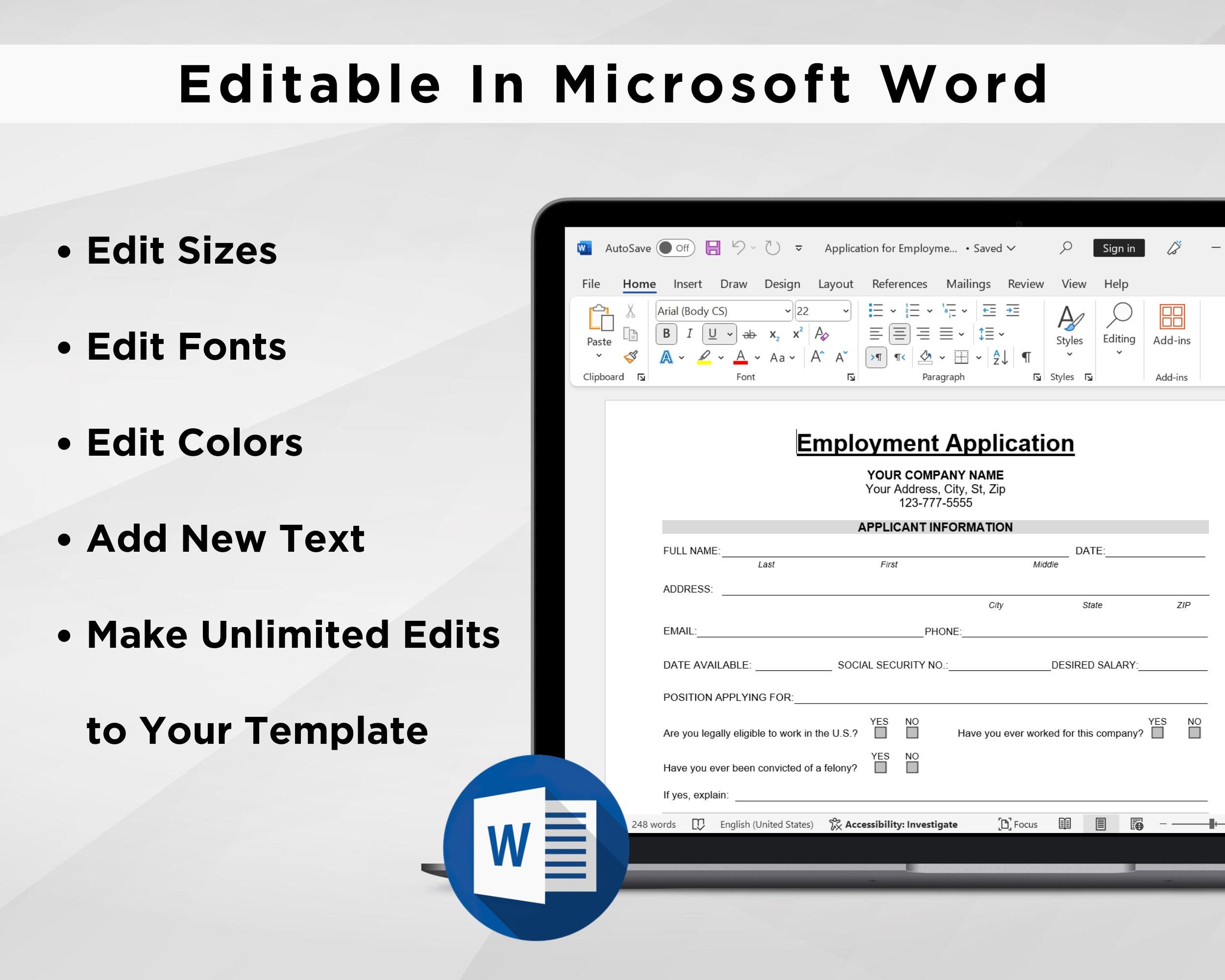 Printable Employee Application. Job Application Template. Application ...