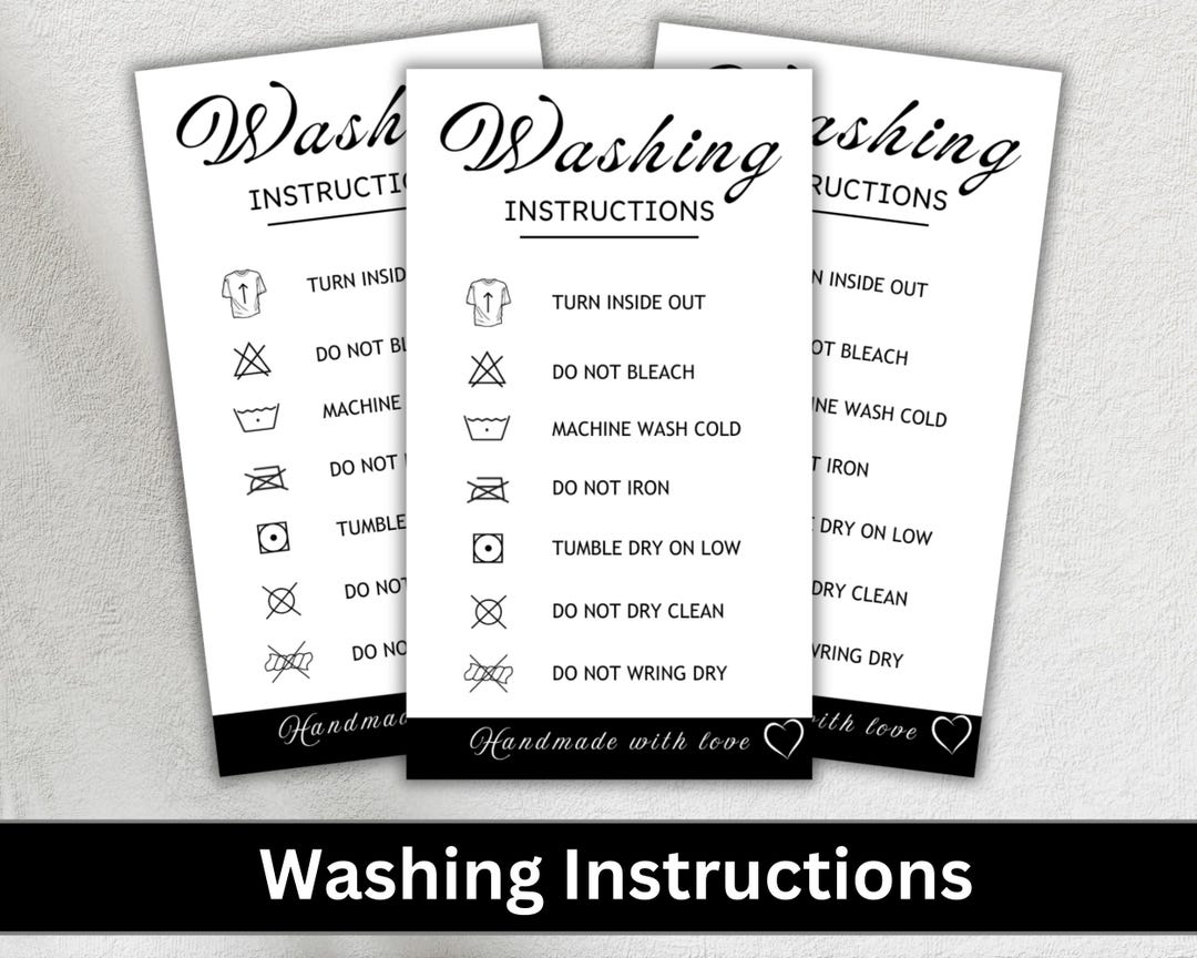 Washing Instruction Card. Clothing Washing Instructions. Apparel Care ...