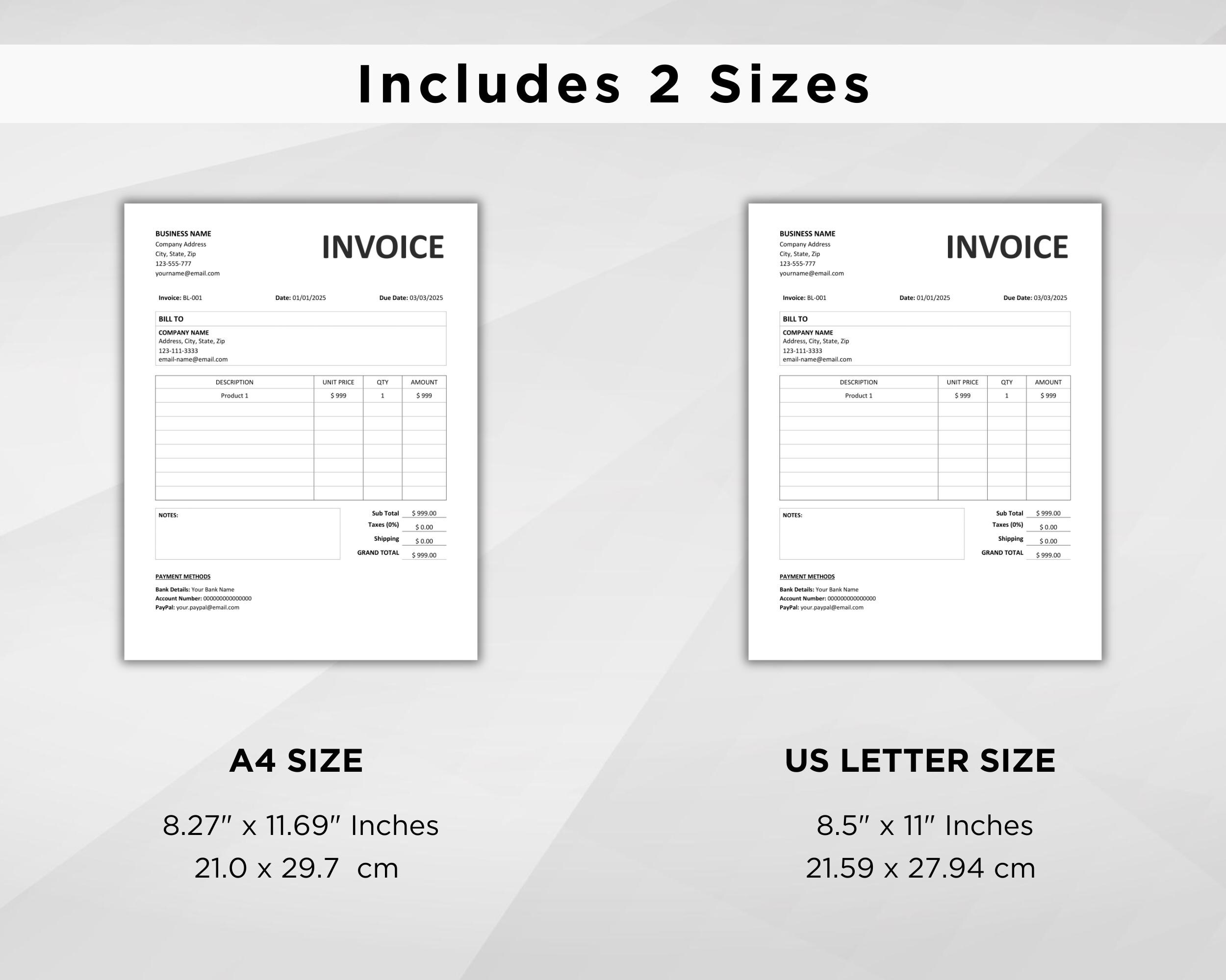 Printable Invoice Template. Business Invoice. Services Invoice. Billing ...