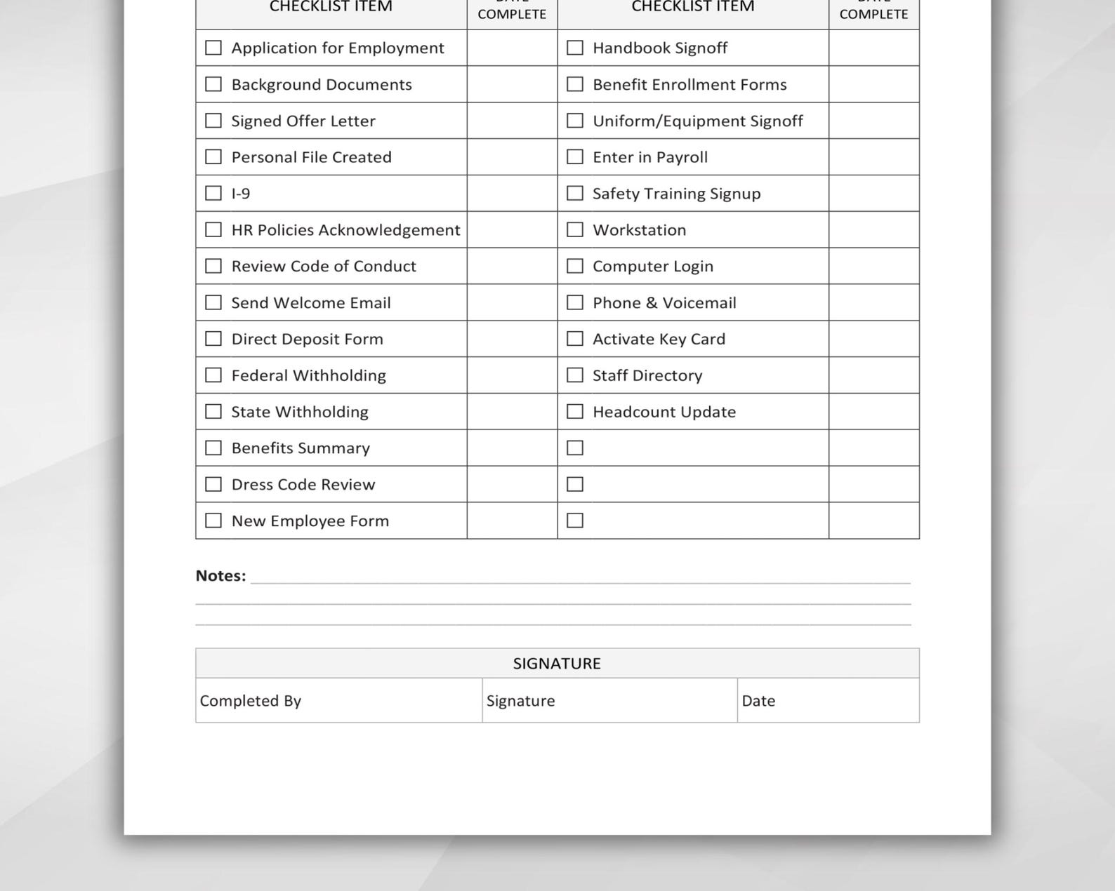 New Hire Checklist Template. New Employee Checklist. Employee ...