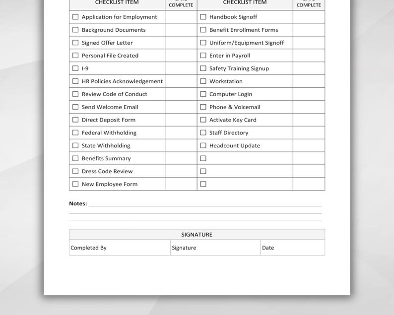 New Hire Checklist Template. New Employee Checklist. Employee ...