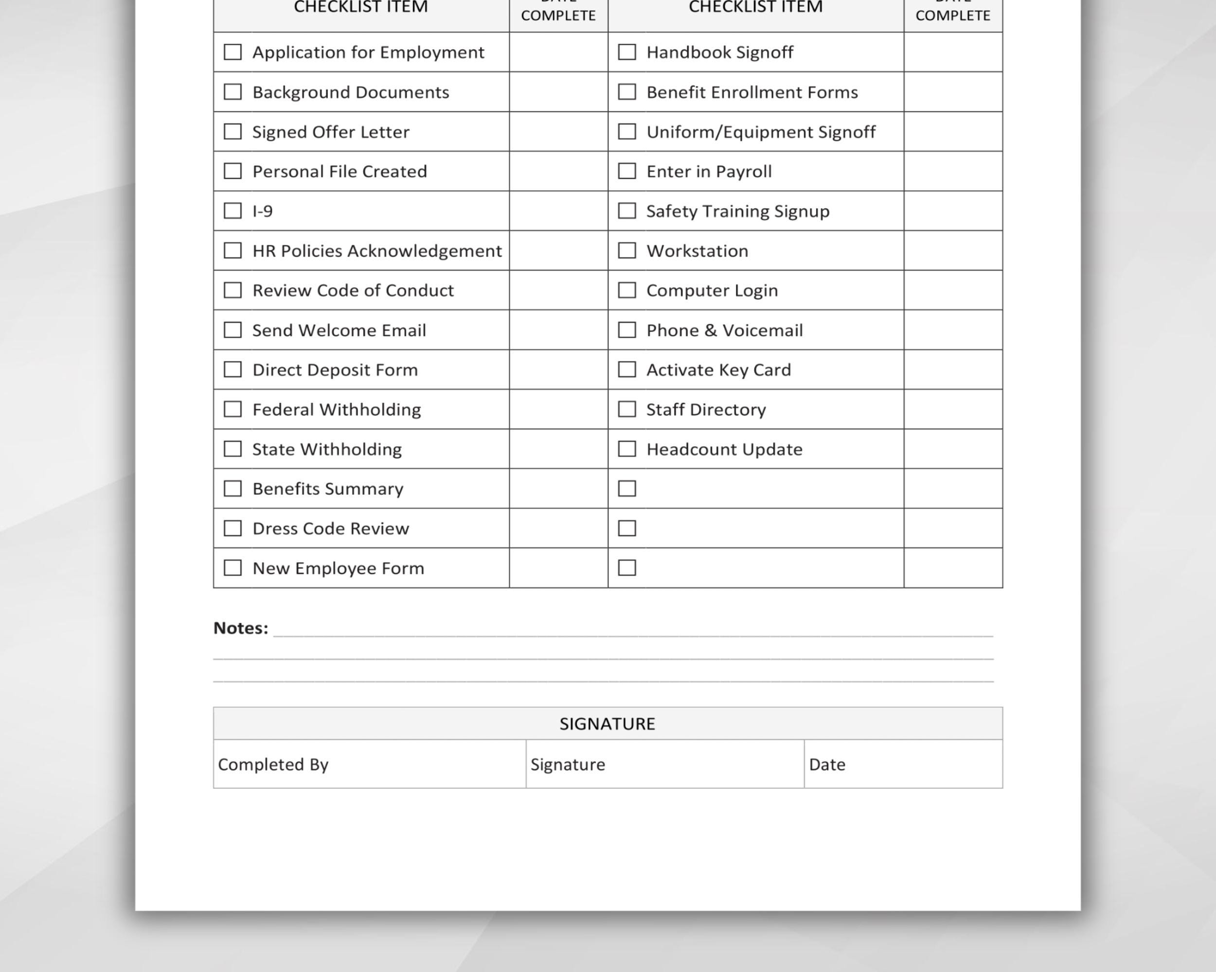 New Hire Checklist Template. New Employee Checklist. Employee ...