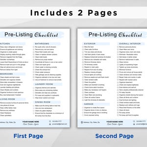 Pre-listing Checklist. Real Estate Prelisting Template. Sellers Agent ...