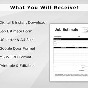 Editable Job Estimate Template. Printable Job Estimate Form Small ...