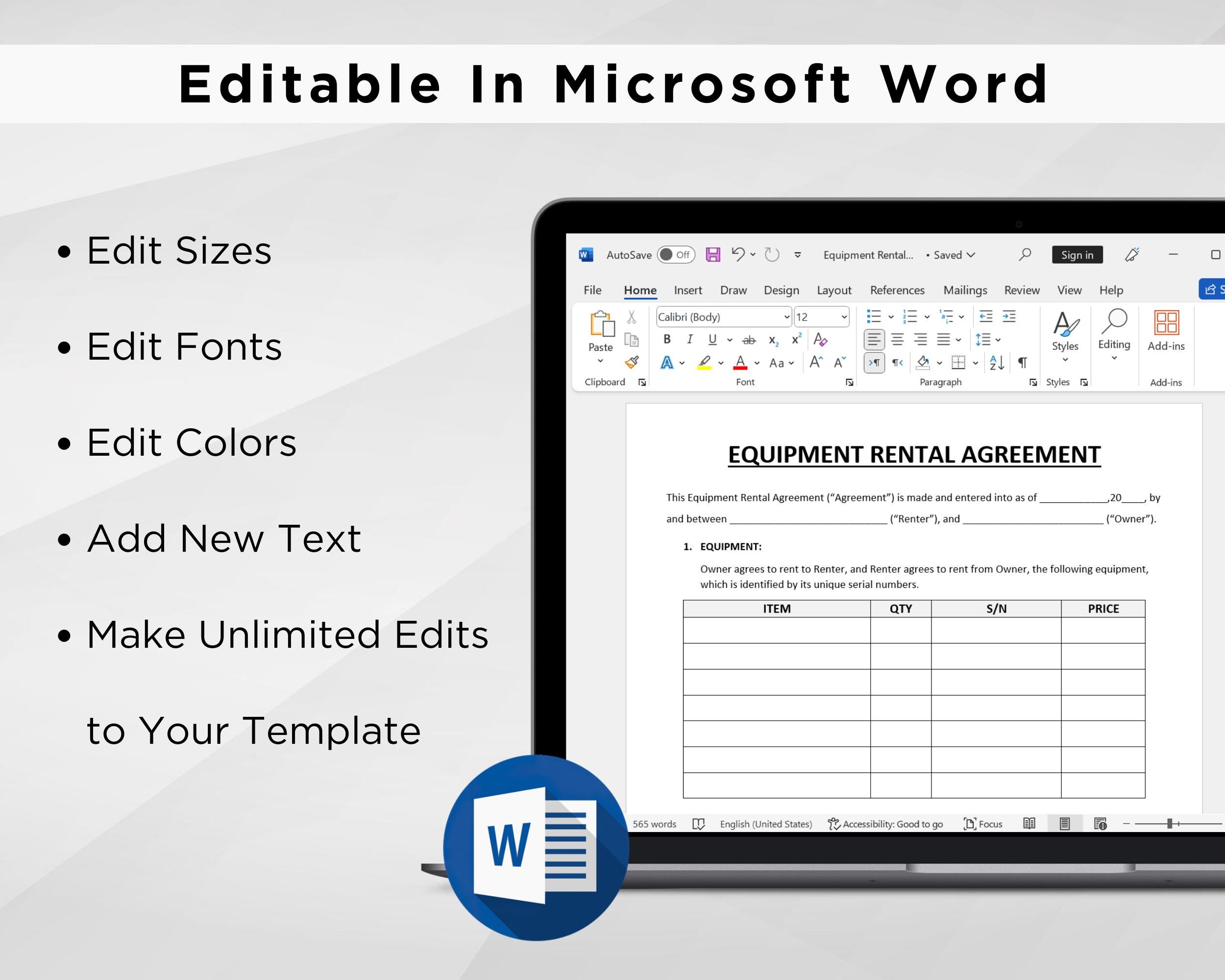 Equipment Rental Agreement Templates. Equipment Rental Contract Form ...