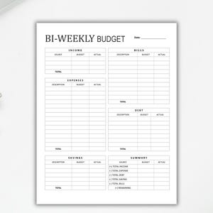 Biweekly Budget Planner. Printable Paycheck Budget Tracker. Finance ...
