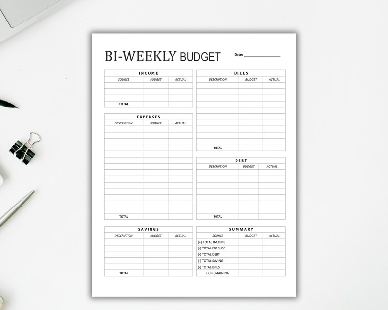 Biweekly Budget Planner. Printable Paycheck Budget Tracker. Finance ...