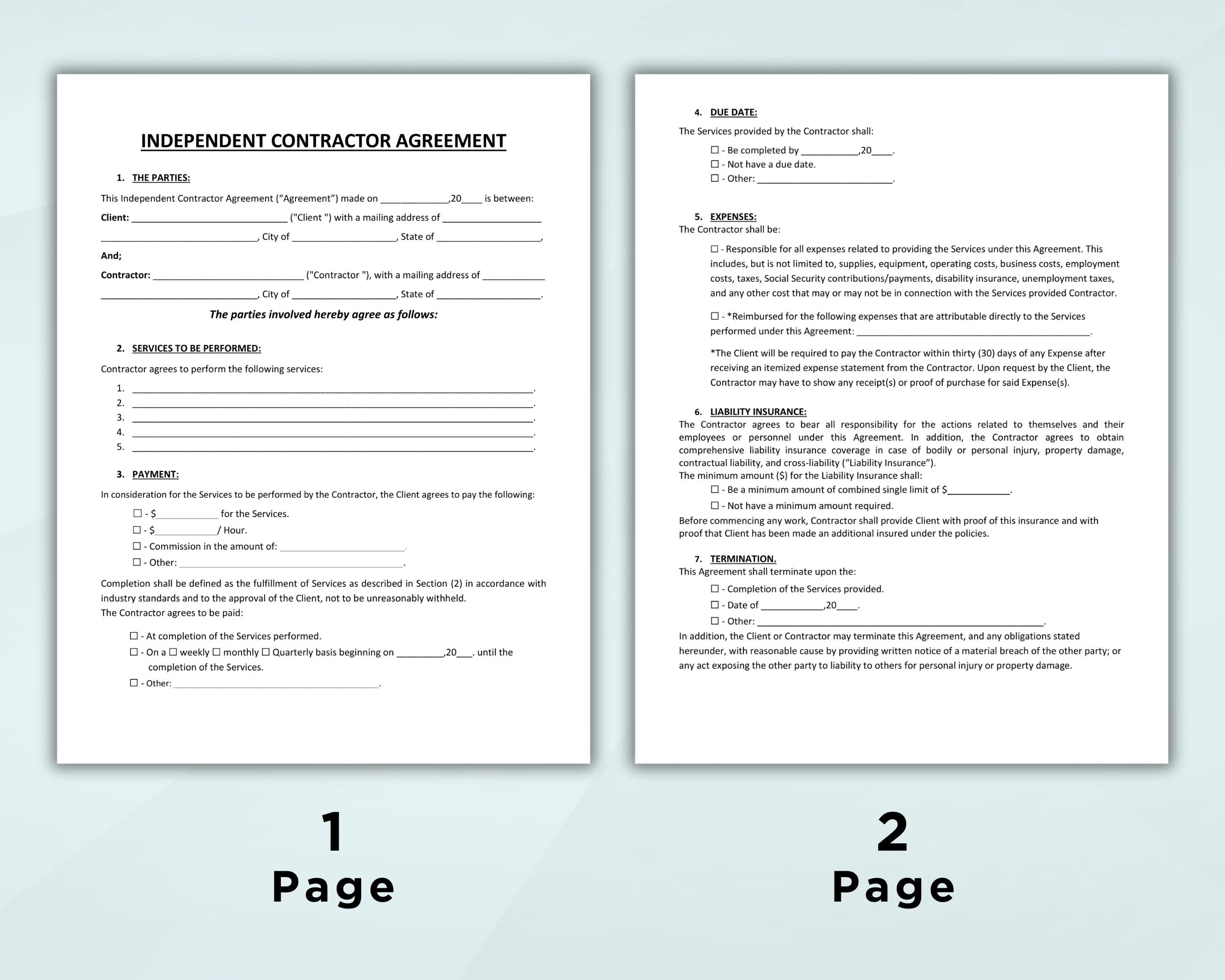 Independent Contractor Agreement Template. Editable Business Contract ...