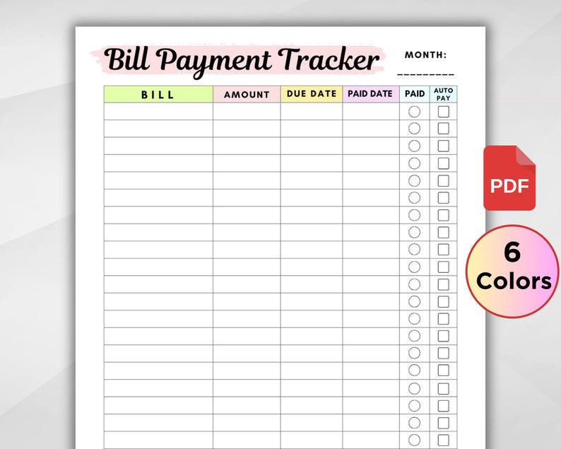 Bill Payment Tracker. Monthly Bill Tracker. Bill Log. Bill Planner ...