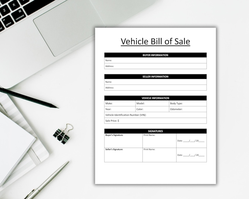 Simple Vehicle Bill of Sale Template. Motor Vehicle Sale Contract. Bill ...