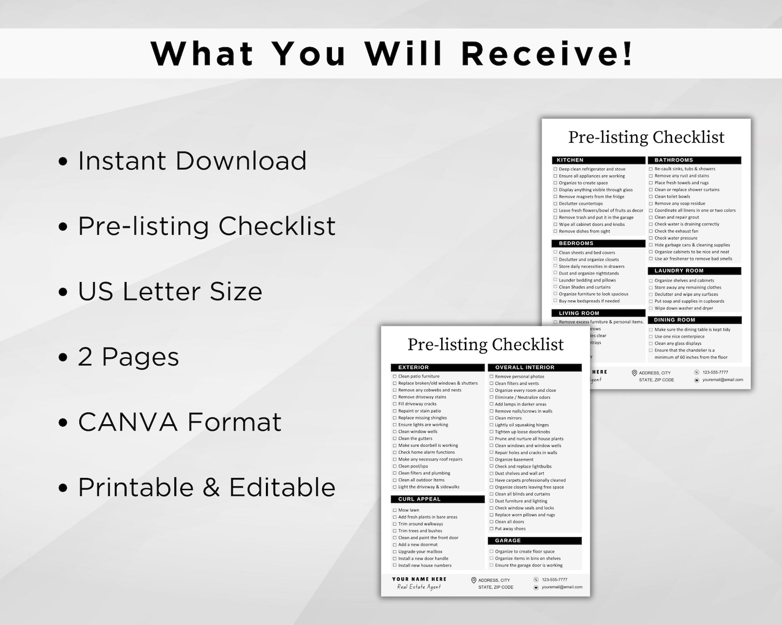 Editable Pre-listing Checklist. Realtor Template. Home Seller Checklist ...