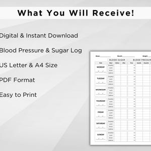 Blood Sugar and Blood Pressure Tracker Printable. Daily Blood Pressure ...