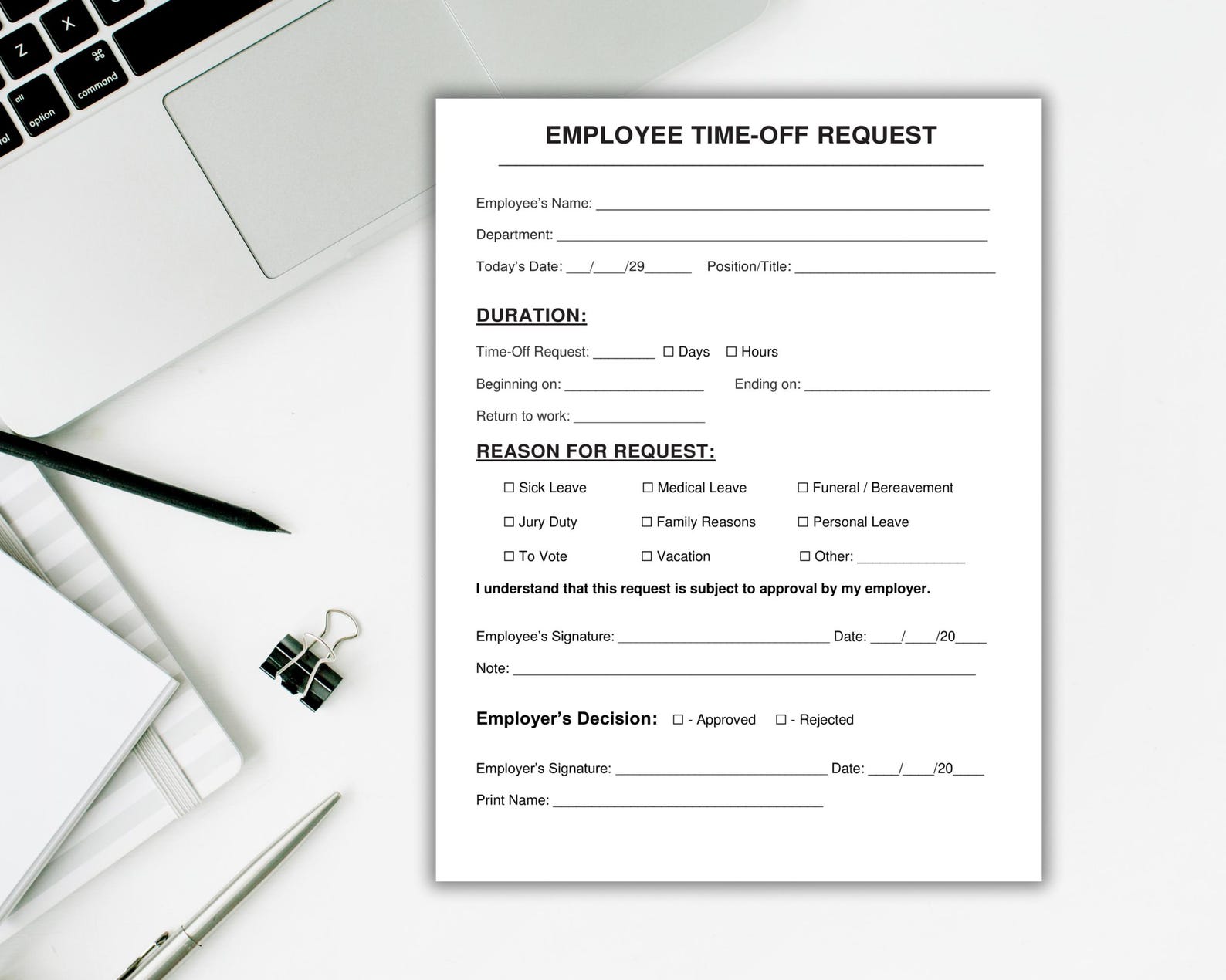 Editable Employee Time-off Request Template. Printable Vacation Request ...