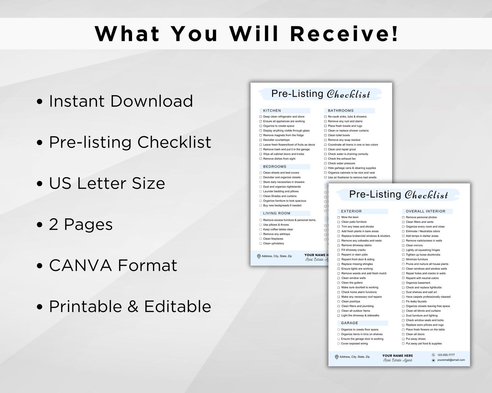Pre-listing Checklist. Real Estate Prelisting Template. Sellers Agent ...