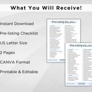 Pre-listing Checklist. Real Estate Prelisting Template. Sellers Agent ...