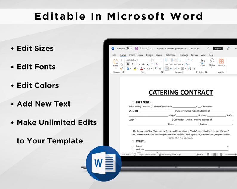 Catering Contract Template. Catering Service Contract. Editable ...