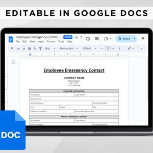Employee Emergency Contact Form Editable. Employee Emergency Contact ...
