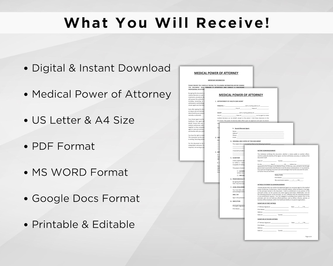 Medical Power of Attorney Form. Printable Medical Power of Attorney ...