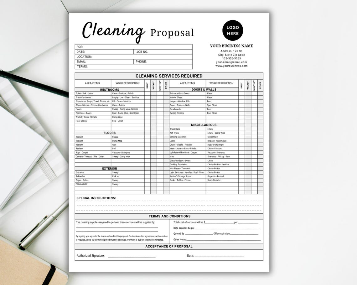 Cleaning Proposal Template. Cleaning Service Proposal. Cleaning Estimate. Business Cleaning ...