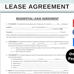 Rental Agreement Template Editable. Simple One Page Lease Agreement ...
