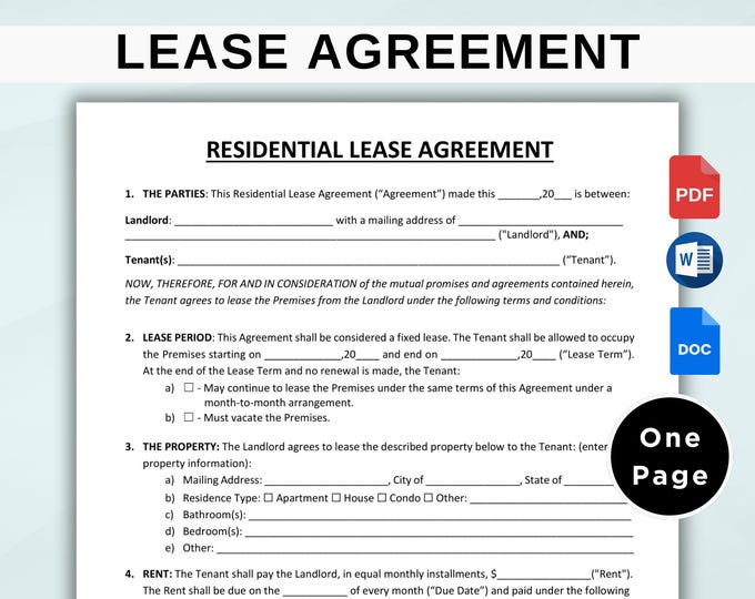 Editable Rental Agreement Template. Printable Lease Agreement ...