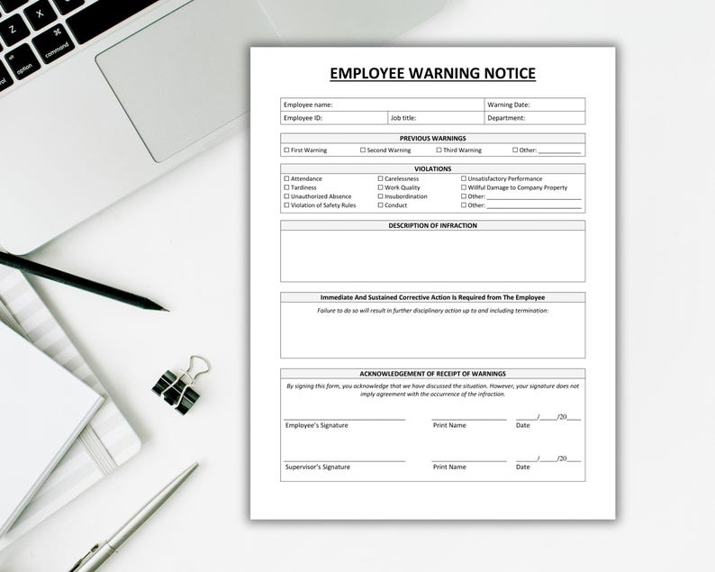 Employee Warning Notice Template Printable. Employee Discipline Form ...