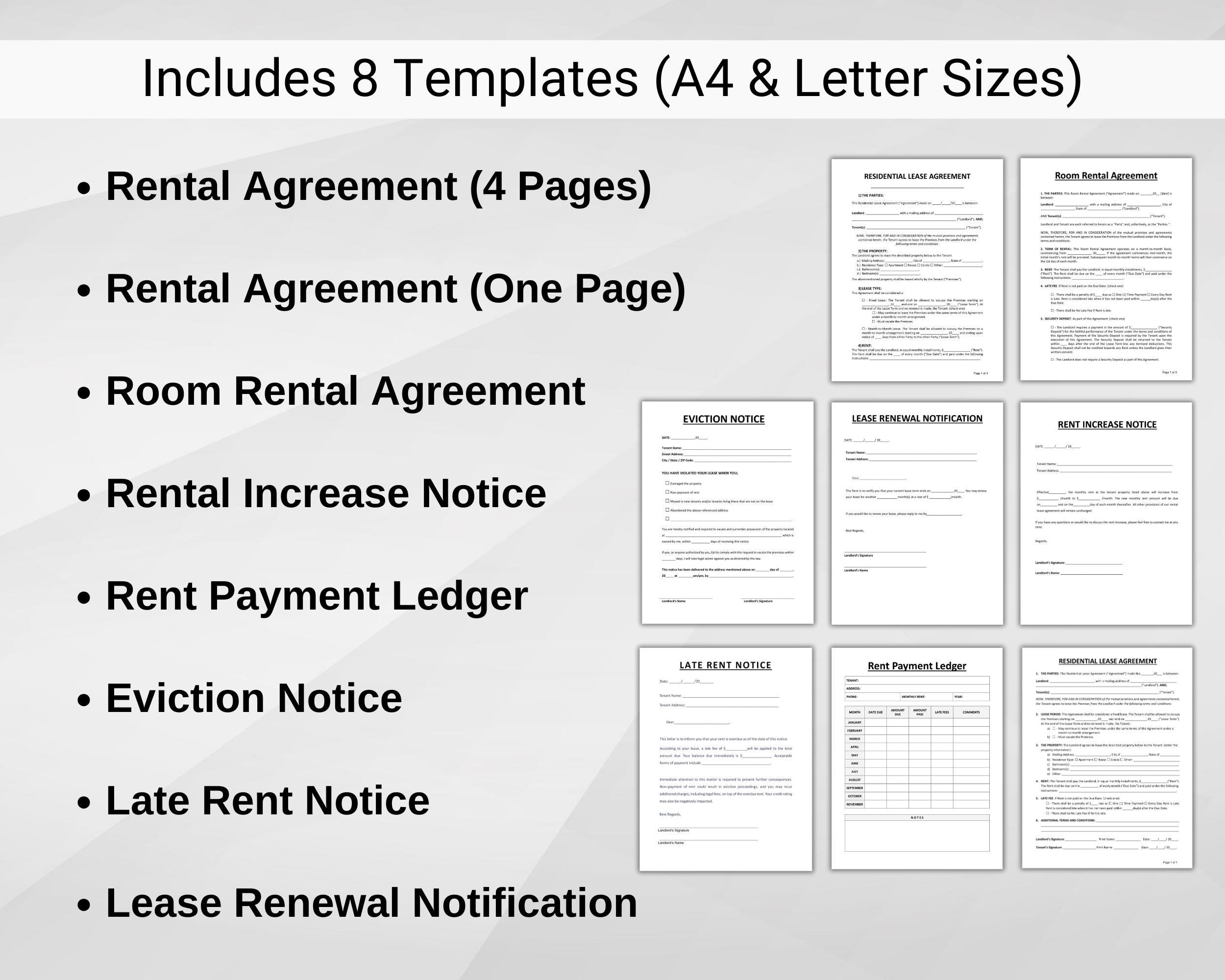 Landlord Property Templates Bundle. Lease Agreement. Residential ...