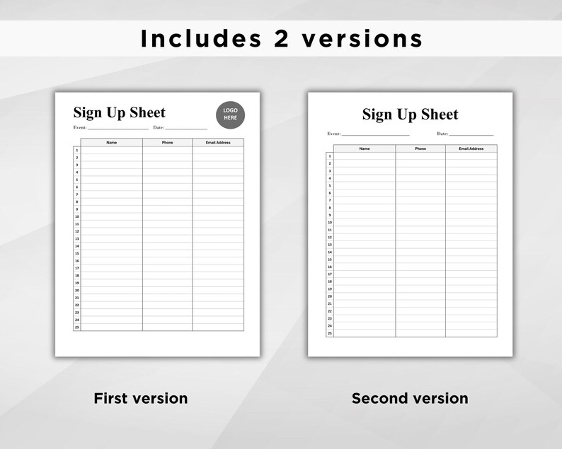 Sign up Sheet Template. Printable Sign up Templates. Event Sign up ...
