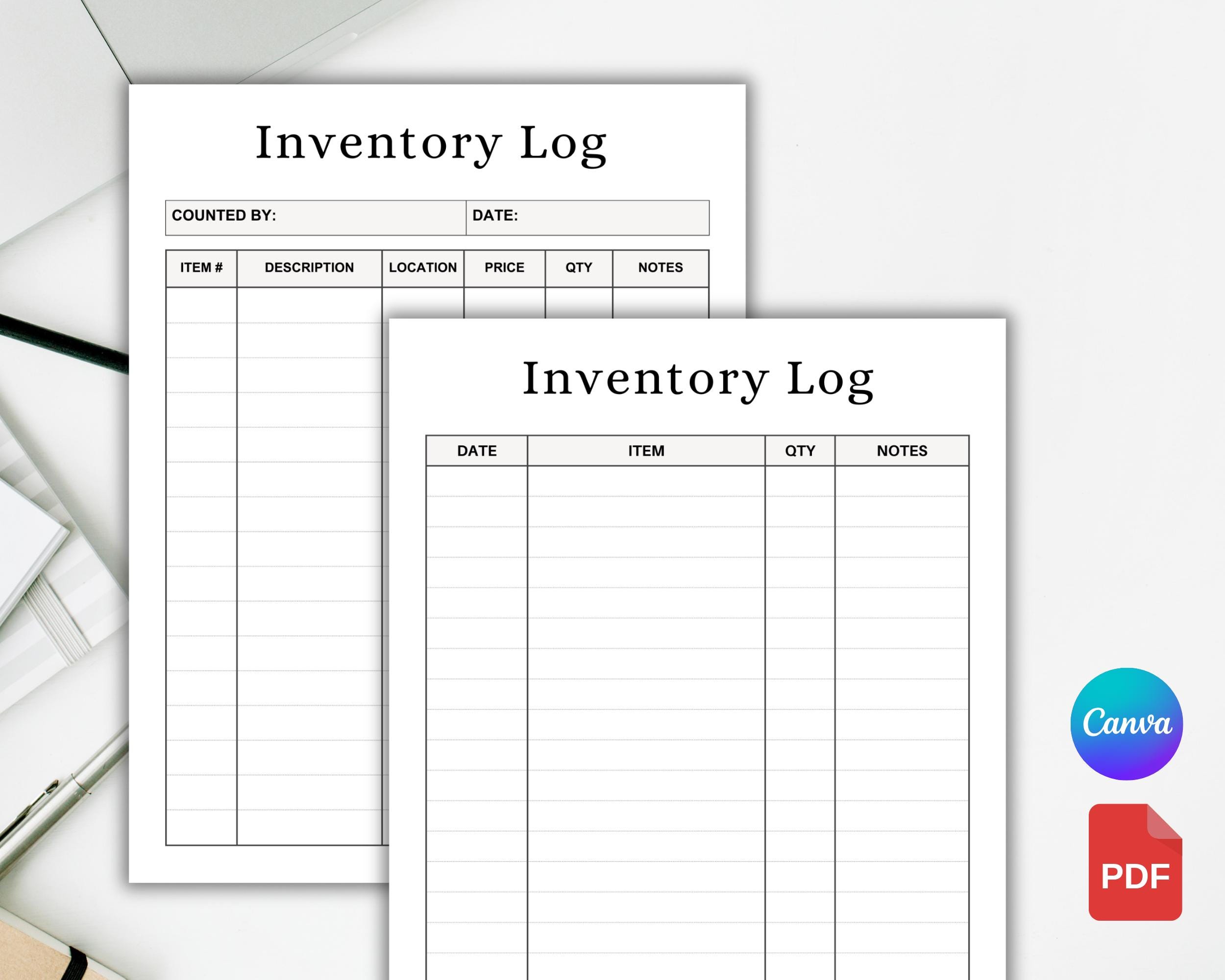 Editable Inventory Tracker. Inventory Log. Product Inventory. Inventory ...