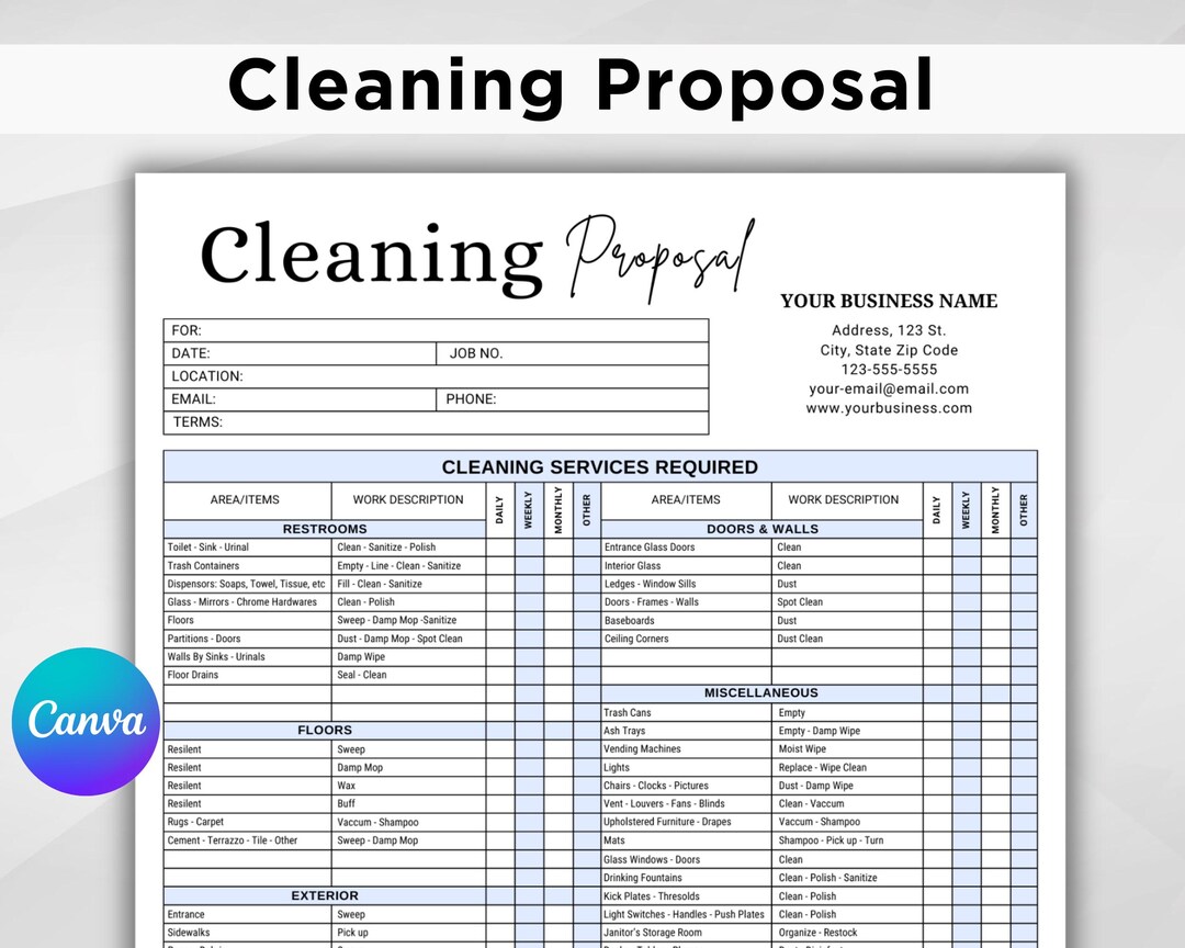 Editable Cleaning Proposal Templates. Cleaning Service Proposal ...