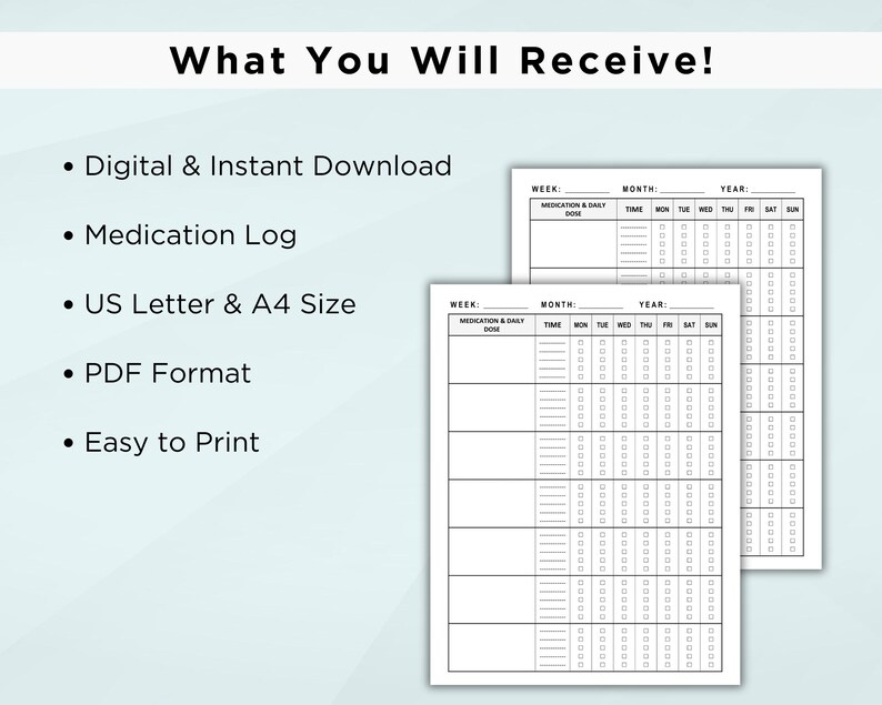 Medication Tracker. Printable Medication Log. Daily Medication Sheet ...