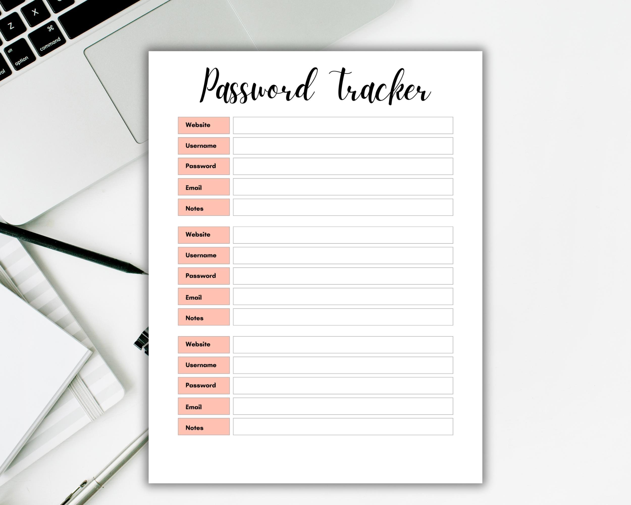 PRINTABLE Password Tracker. Printable Password Log. Password Keeper ...