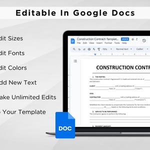 Construction Contract Form. Editable Construction Agreement Template ...