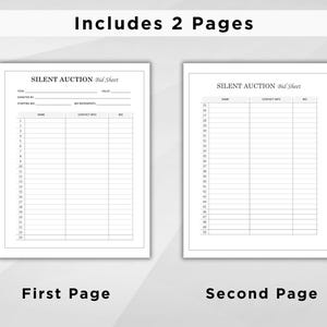 Editable Silent Auction Bid Sheet Template, Printable Auction Sign up ...