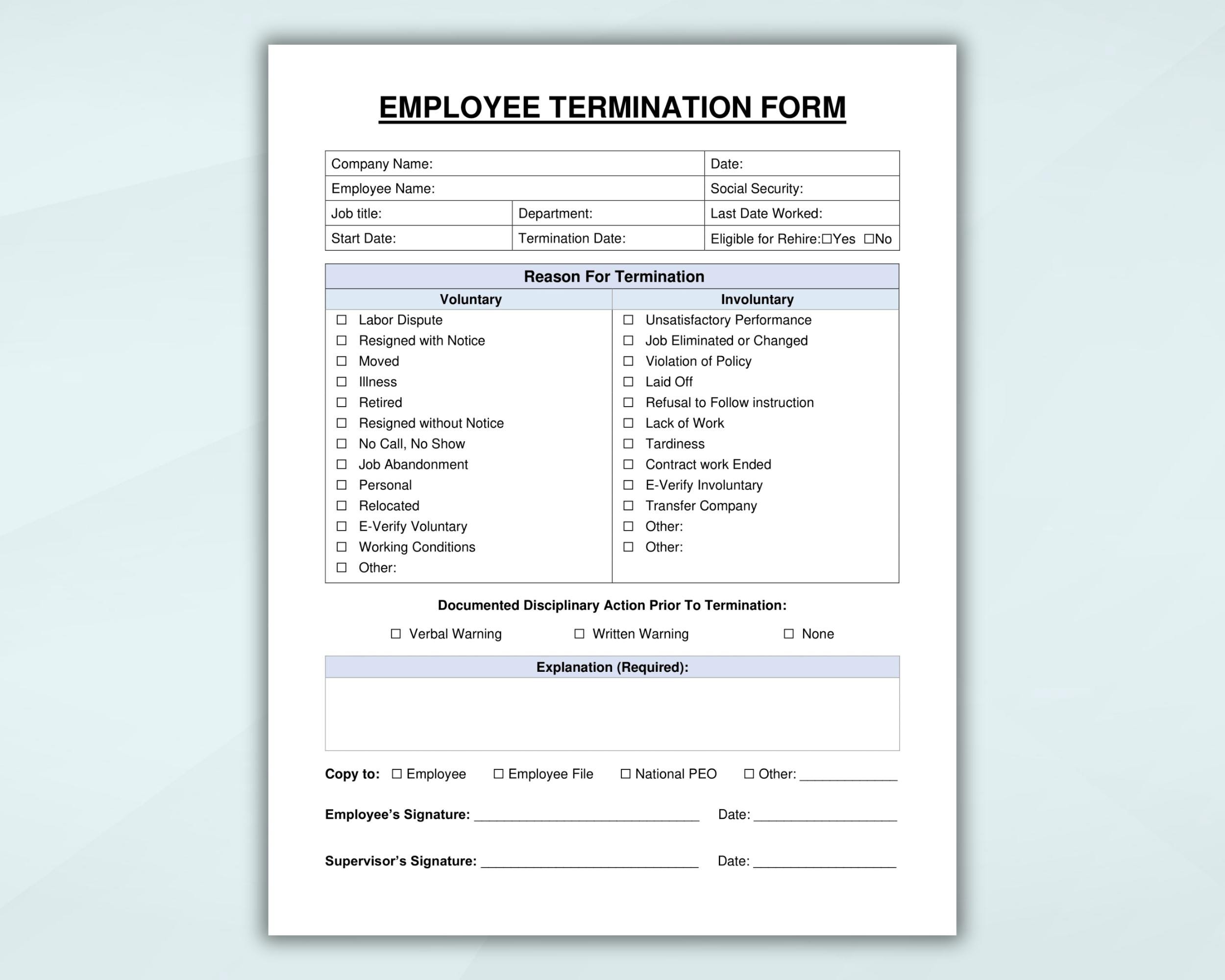 Employee Termination Form | Editable HR Offboarding Template ...