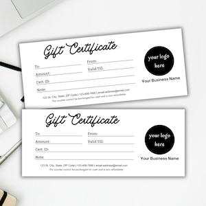 Editable Gift Certificate Template, Printable Gift Voucher & Custom ...