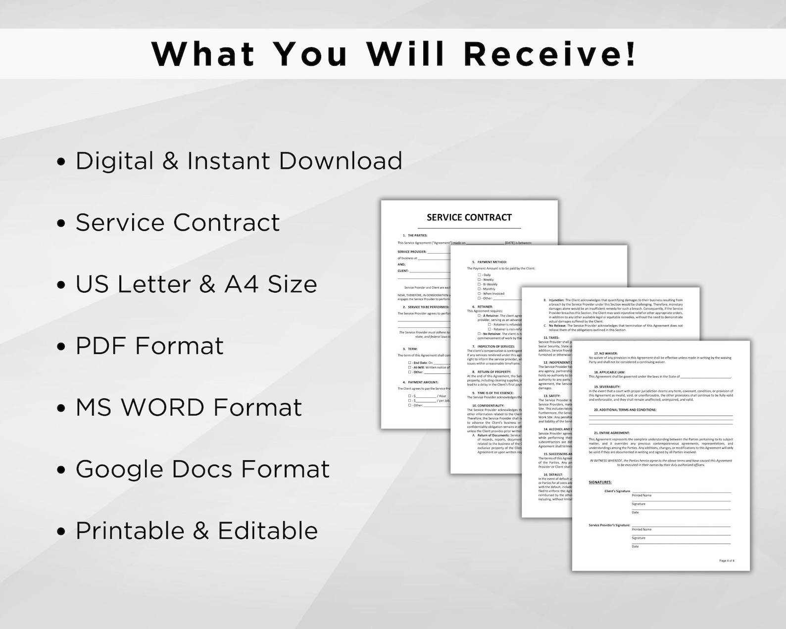 Printable Service Contract Templates. Services Contract Agreement ...
