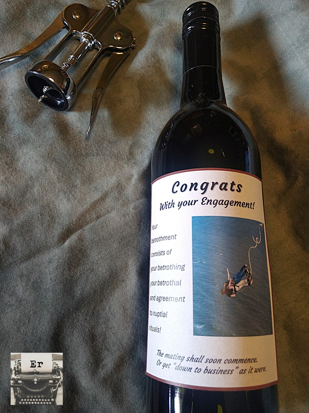 Funny Wine Bottle Label. Who's Taking the Plunge? This Engagement Wine ...