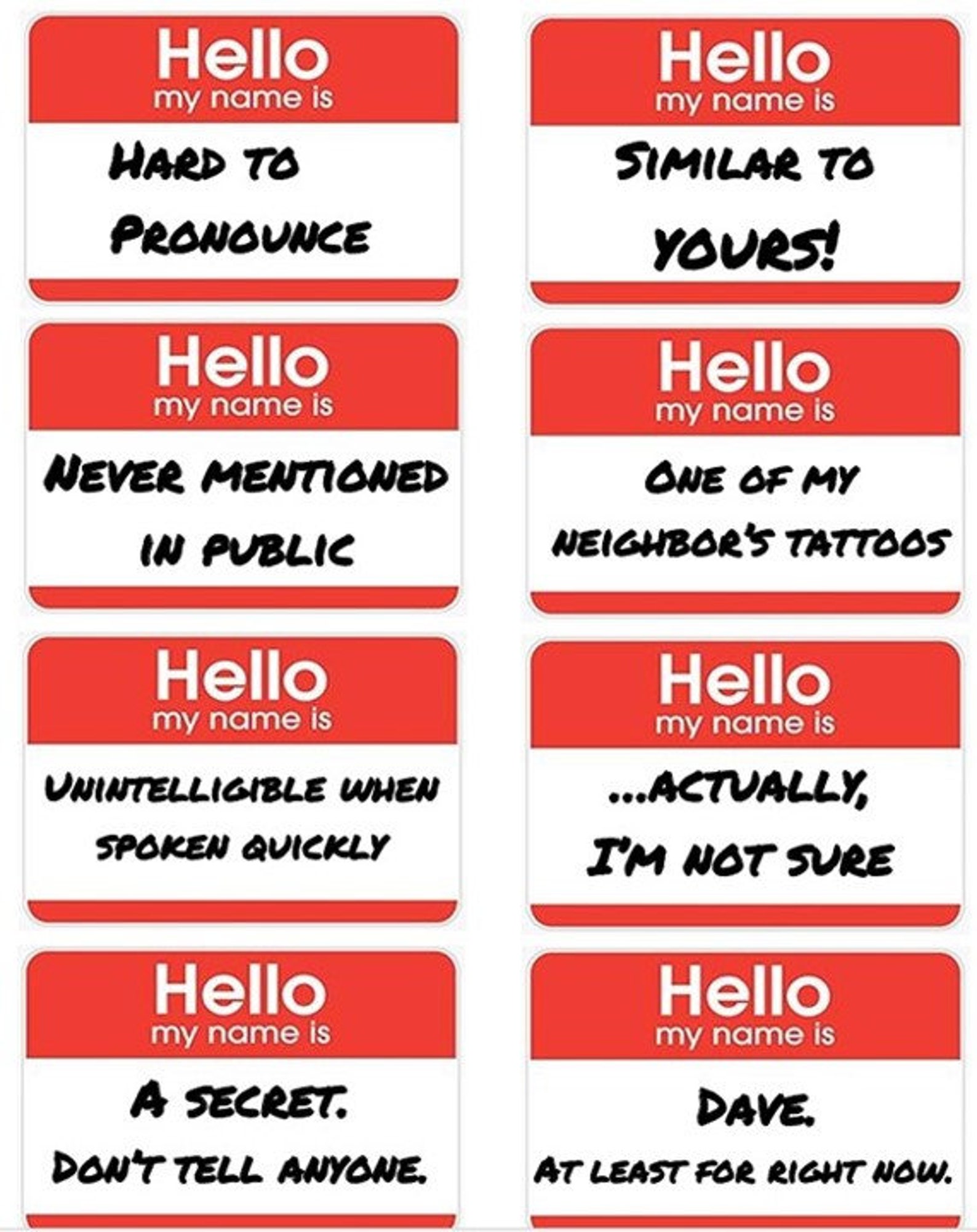 Funny Name Tags: Party Ice-breakers (set of 32) (downloadable ...