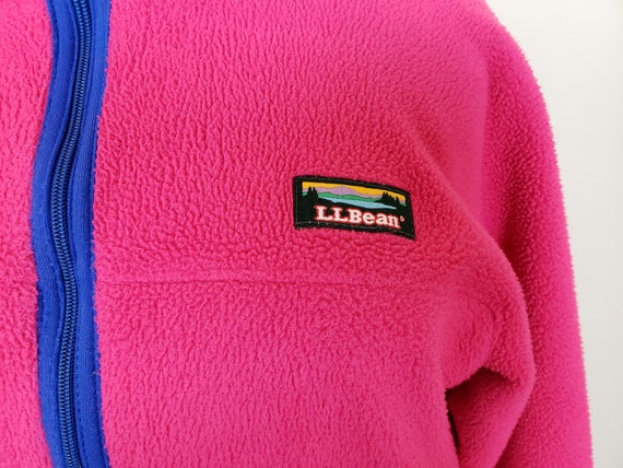 Vintage 90s LL Bean Fleece Jacket Pink Fleece Blue Tr… - Gem