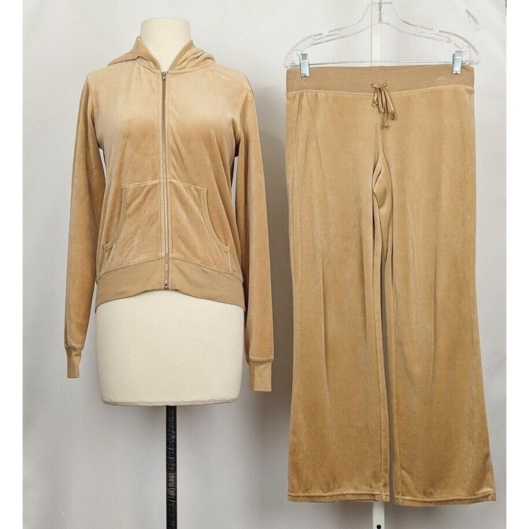 Y2K Track Suit Brown Velour Jacket Pants Misses S Vintage - Etsy
