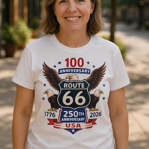 Route 66 100th Anniversary & USA 250th Anniversary T-shirt – 2026 ...