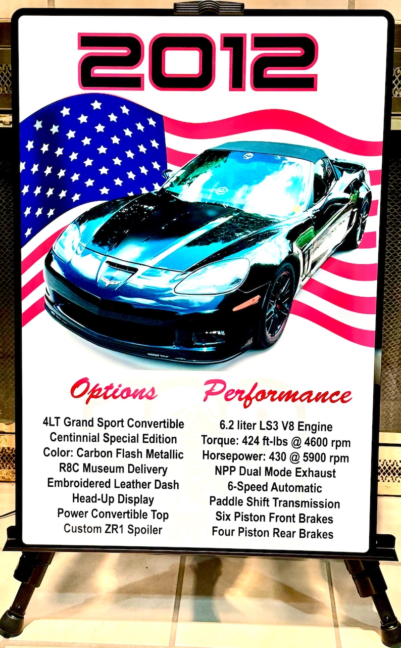 Custom Car Show Display Board | Acrylic Show Sign 16.5”x24.5” | UV ...