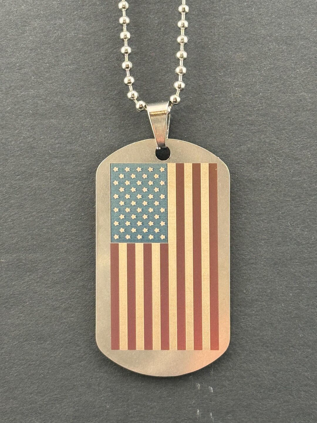 Laser Engraved SS Dog Tag With US Flag - Etsy