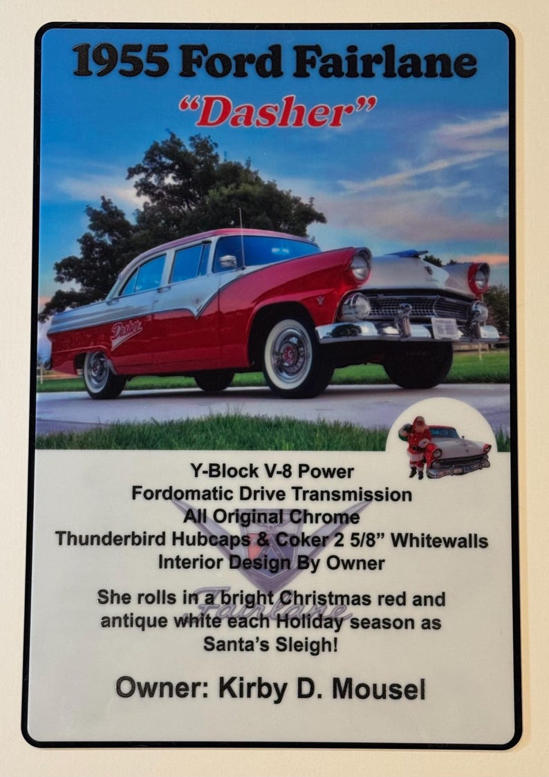 Custom Car Show Display Board | Acrylic Show Sign 16.5”x24.5” | UV ...